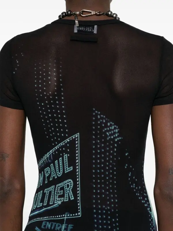 Jean Paul Gaultier Pigalle-print Mesh Mini Dress