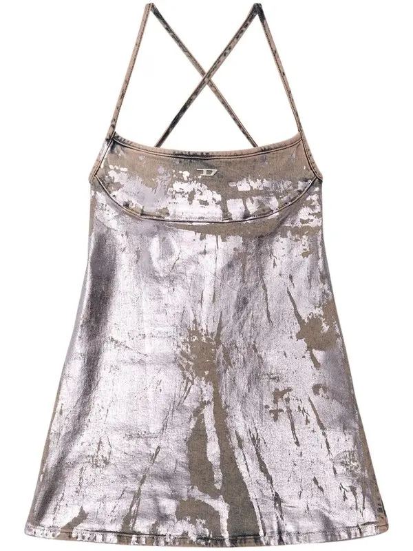 DIESEL® Logo-plaque Metallic Minidress