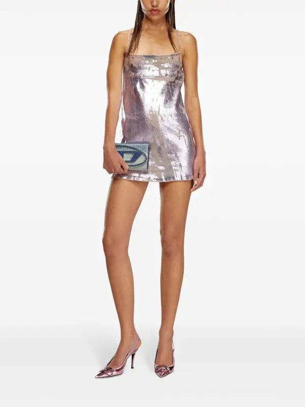 chiffon metallic dress Brown Metallic Chiffon Ruffle V-Neck Midi Dress