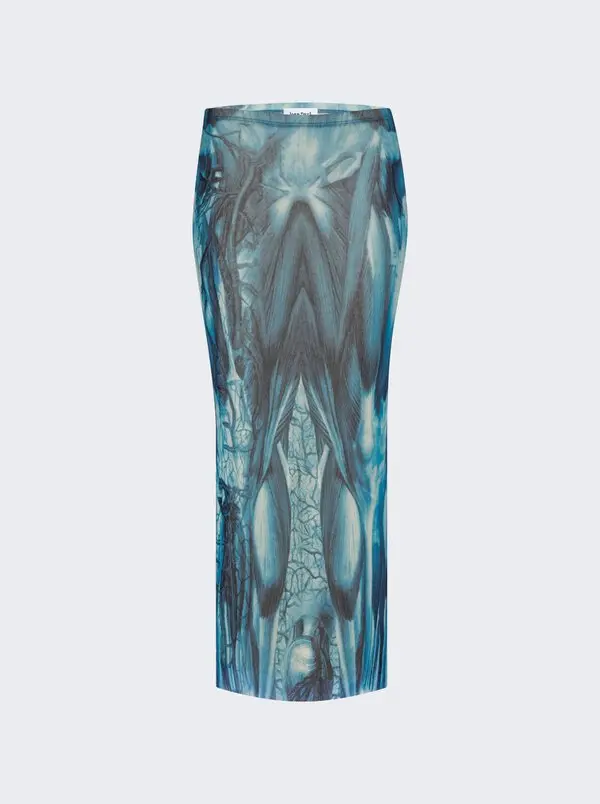 JEAN PAUL GAULTIER Mesh Long Skirt - Blue Écorché Print