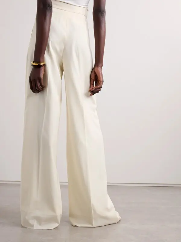 Max Mara Piombo Pleated Wool Wide-leg Pants - White