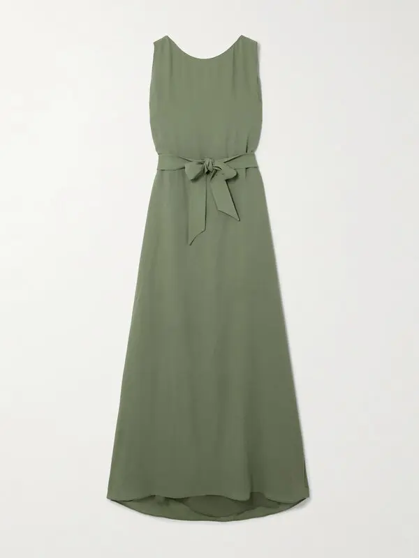 Loro Piana Belted Silk-crepe Maxi Dress