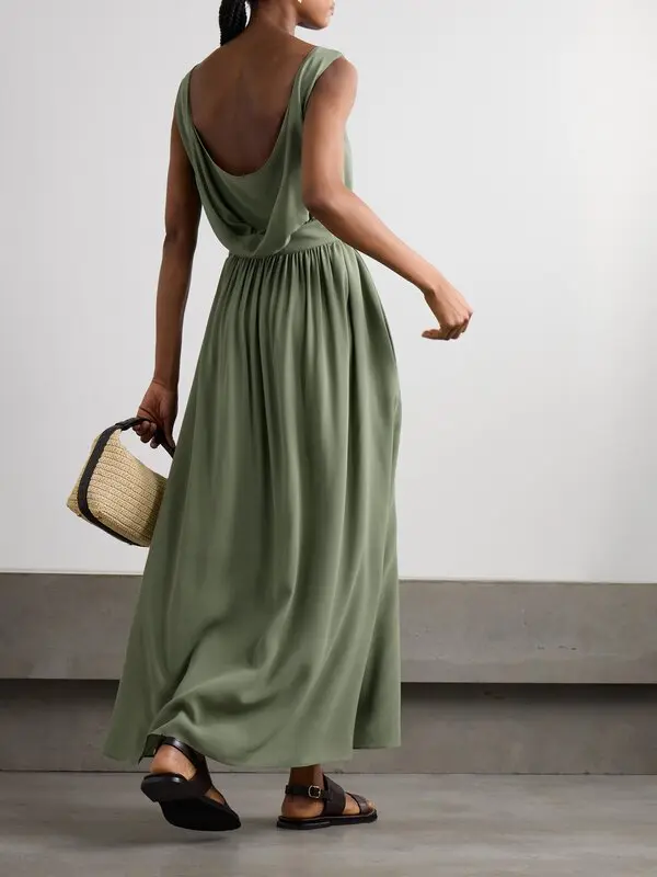 Loro Piana Belted Silk-crepe Maxi Dress