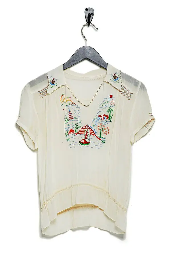 Vintage Silk Embroidered Top
