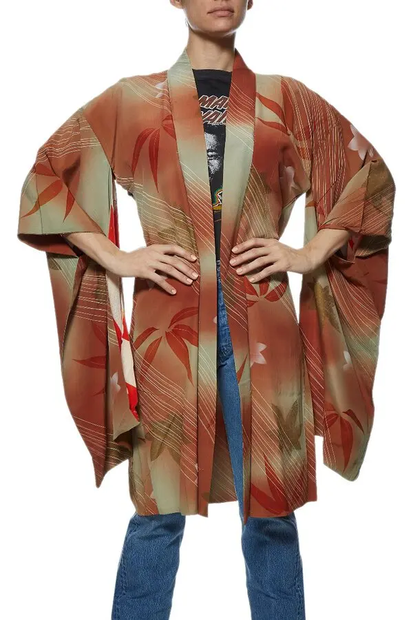 Vintage Wgaca Silk Kimono Haori - Orange