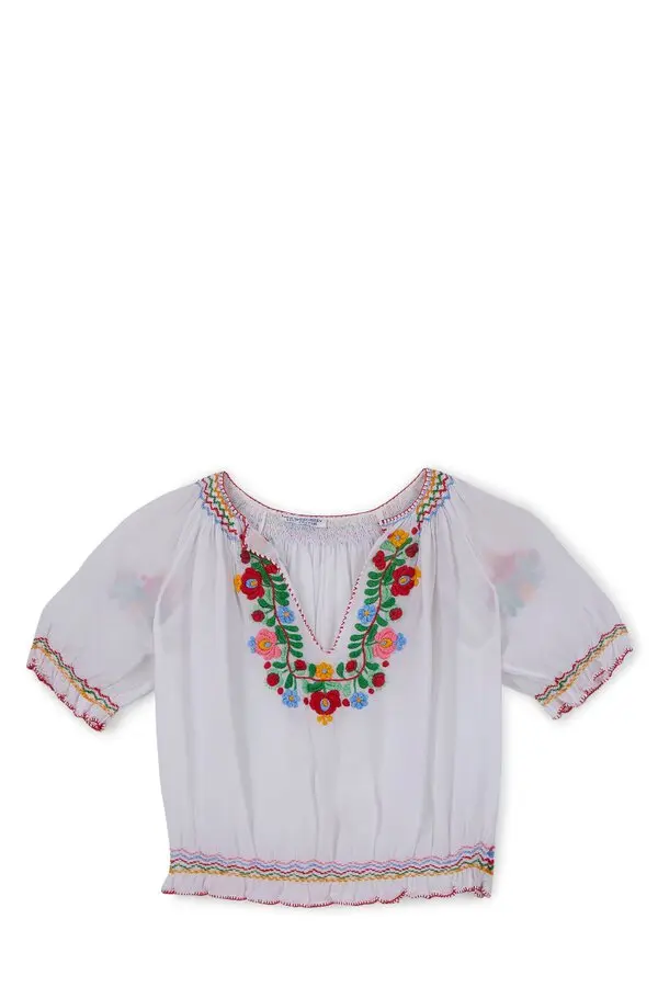 Vintage Wgaca Floral Embroidered Hungarian Blouse