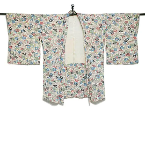 Vintage Wgaca Pastel Silk Butterfly Kimono Haori - Multi