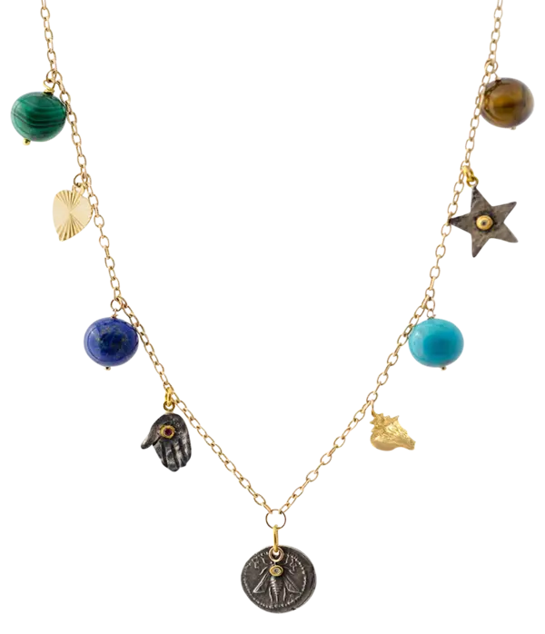 HAUTE VICTOIRE Medallion Charm 14k Gold And Sterling Silver Necklace - Multi