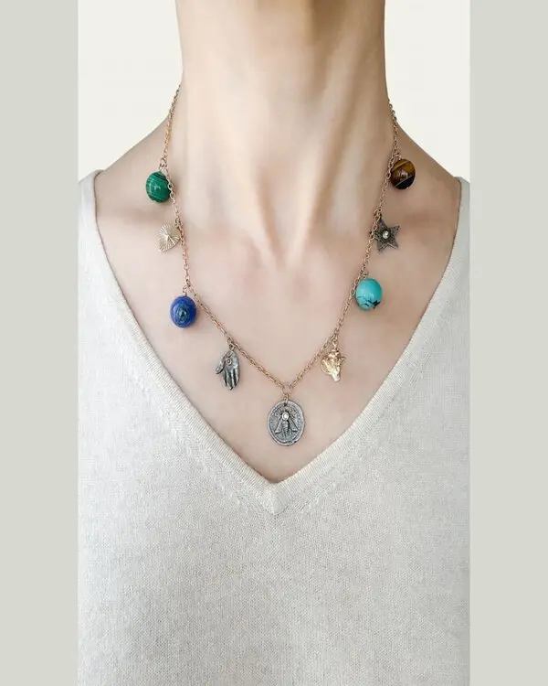 HAUTE VICTOIRE Medallion Charm 14k Gold And Sterling Silver Necklace