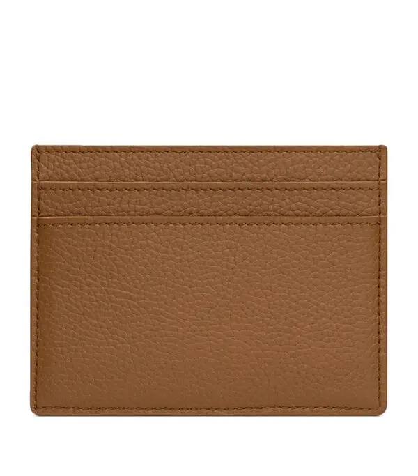Saint Laurent Leather Cassandre Card Holder - Brown