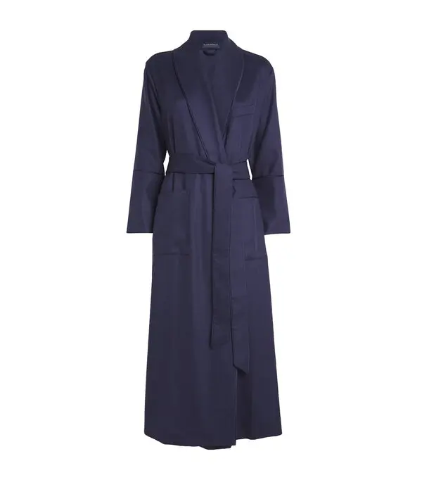 Olivia Von Halle Cashmere Logan Robe - Navy