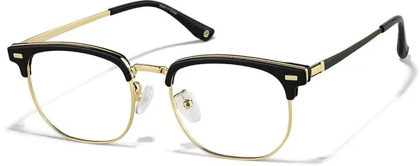 Zenni Browline Full Rim Frame Eyeglasses - Black And Gold