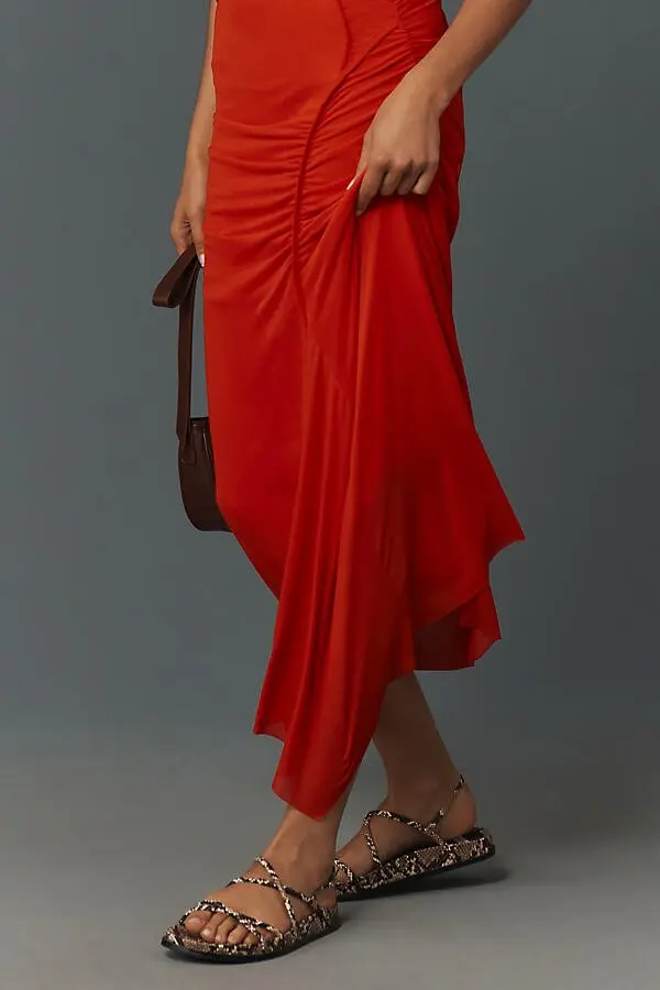 knee length dresses for ladies Lustre Open Back Mesh Maxi Dress White main image 0