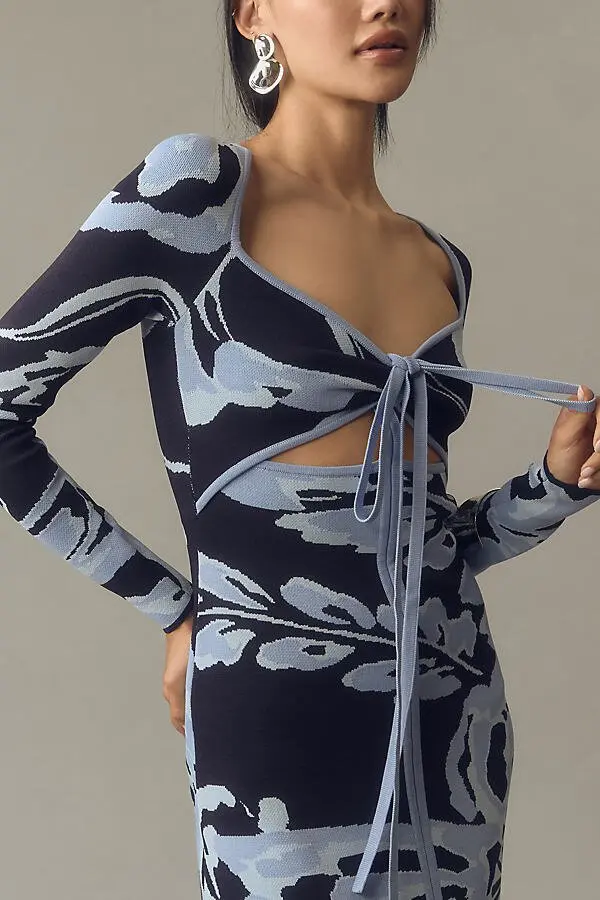 significant other atlas long-sleeve cutout midi dress Significant Other Long-Sleeve Cutout Twist Maxi Dress
