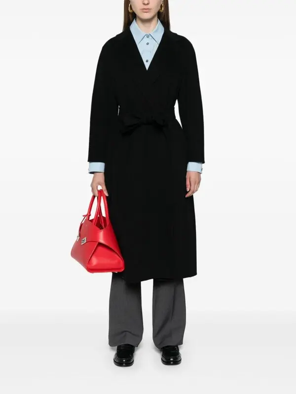 Max Mara Belted Wool Coat - Black
