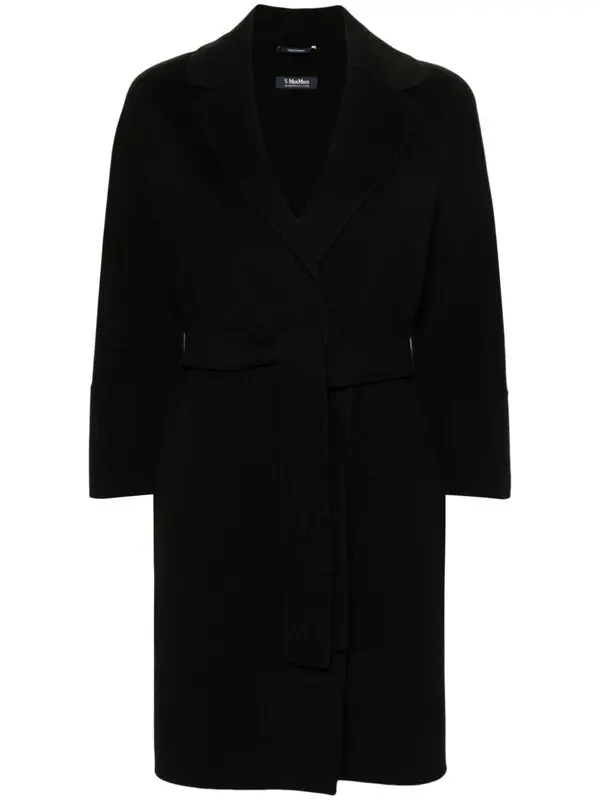 Max Mara Arona Belted Wool Coat - Black