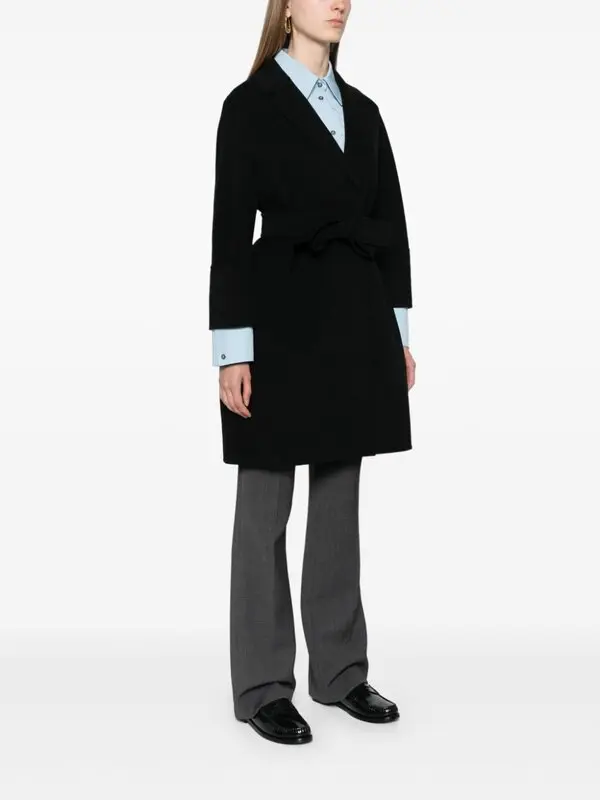 Max Mara Arona Belted Wool Coat - Black