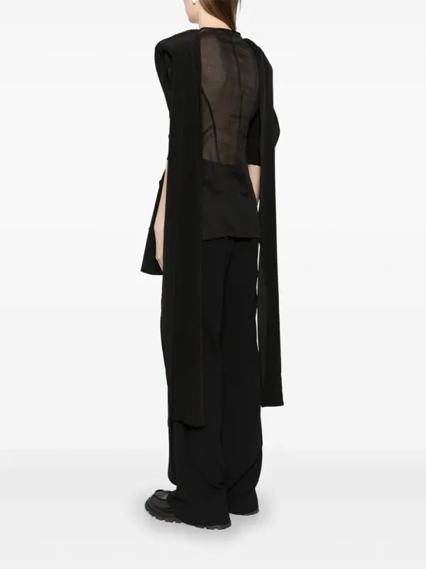 Yohji Yamamoto Semi-sheer Cotton-silk Asymmetrical Top