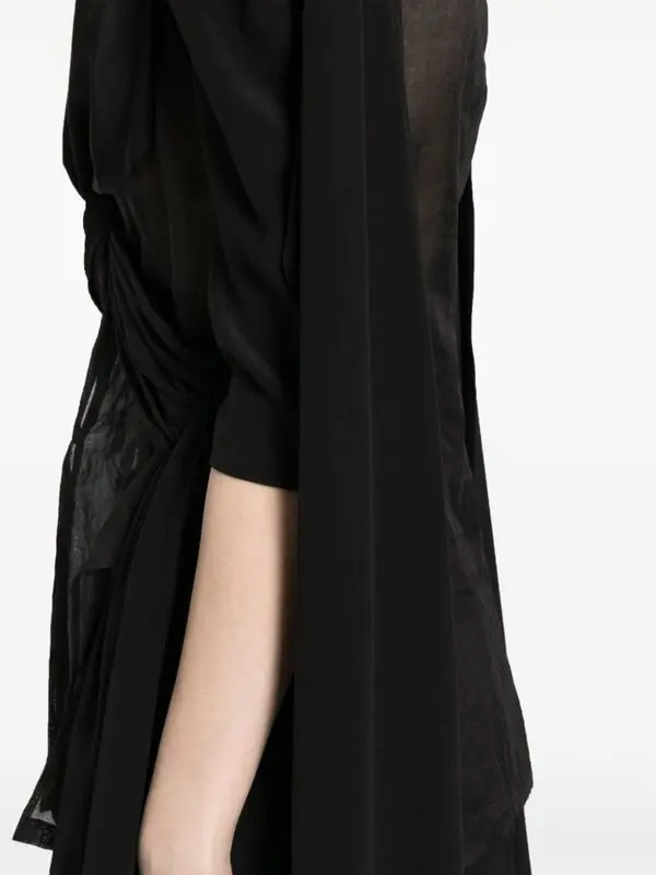 Yohji Yamamoto Semi-sheer Cotton-silk Asymmetrical Top