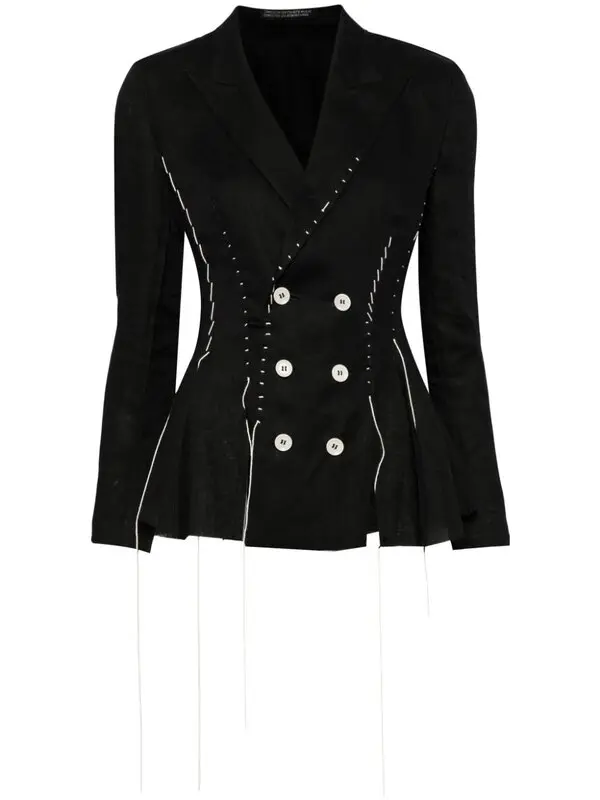 Yohji Yamamoto Contrast-stitch Linen Blazer
