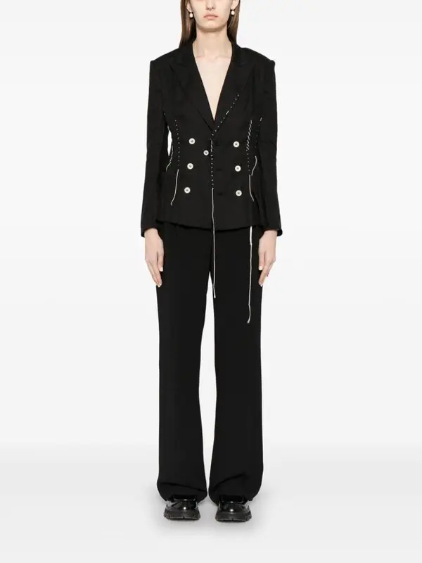Yohji Yamamoto Contrast-stitch Linen Blazer