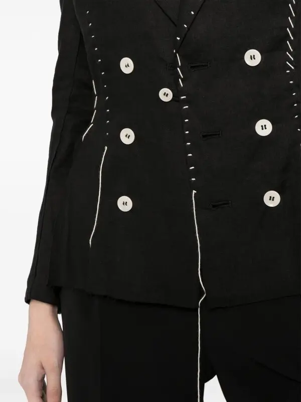 Yohji Yamamoto Contrast-stitch Linen Blazer