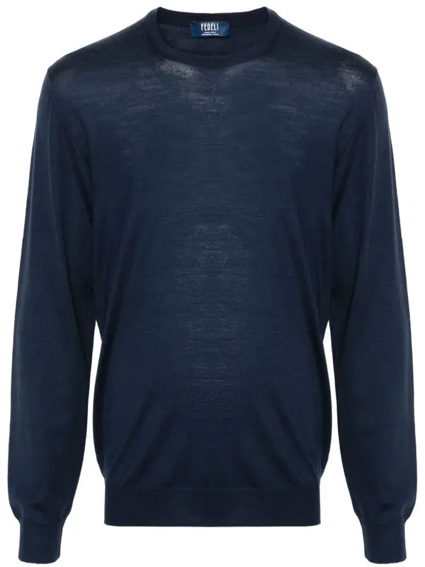 Fedeli Fine-knit Virgin Wool Jumper - Blue