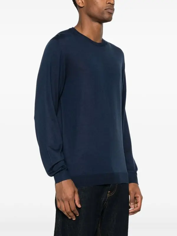Fedeli Fine-knit Virgin Wool Jumper - Blue