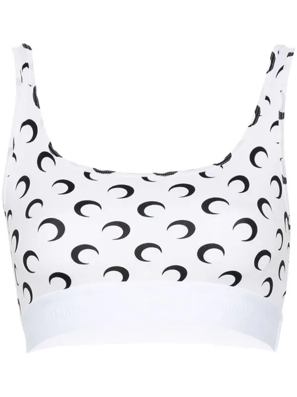 MARINE SERRE Crescent Moon Print Crop Top