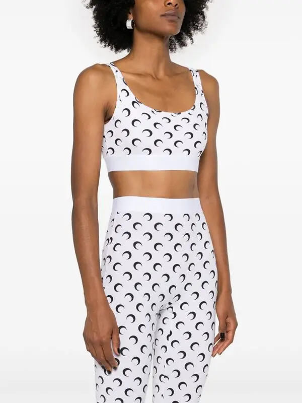 MARINE SERRE Crescent Moon Print Crop Top