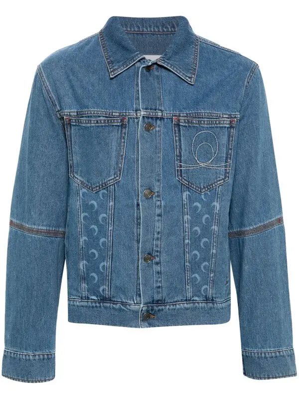 MARINE SERRE Crescent Moon-print Denim Jacket