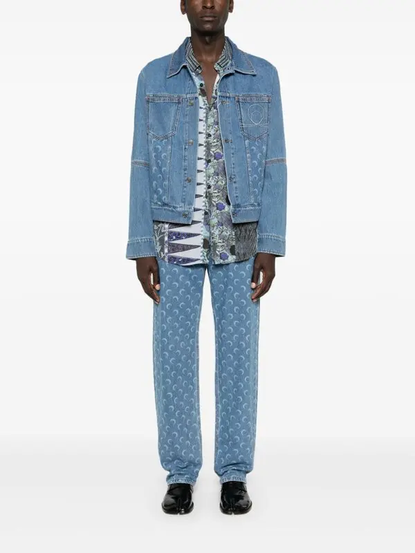 MARINE SERRE Crescent Moon-print Denim Jacket