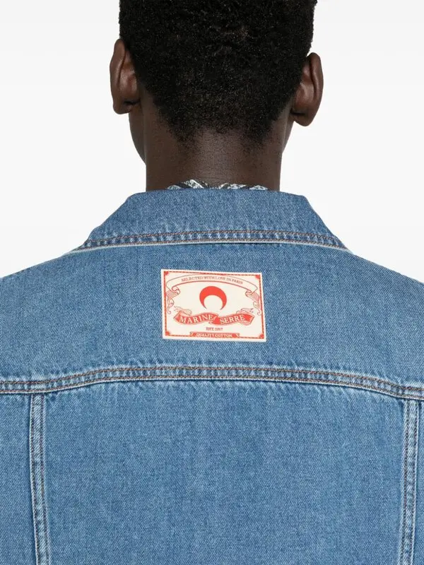 MARINE SERRE Crescent Moon-print Denim Jacket