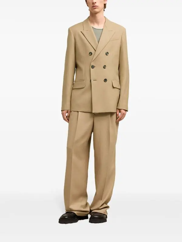 Ami Double Breasted Virgin Wool Blazer - Neutrals