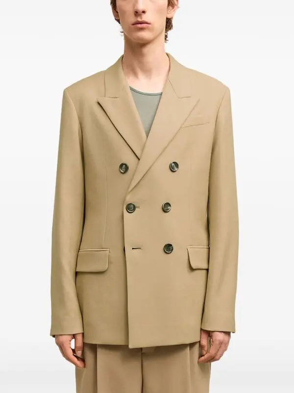 Ami Double Breasted Virgin Wool Blazer - Neutrals