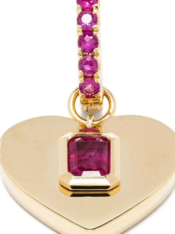 ROXANNE FIRST 14kt Yellow Heart Ruby Huggie Earring
