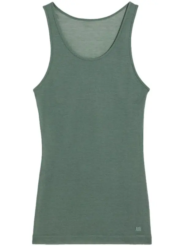AMI Paris Logo-embroidered Cotton-blend Top