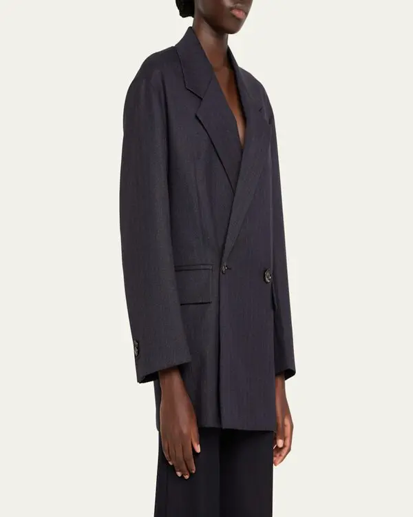 Bottega Veneta Striped Wool Double-breasted Jacket - Blue/black