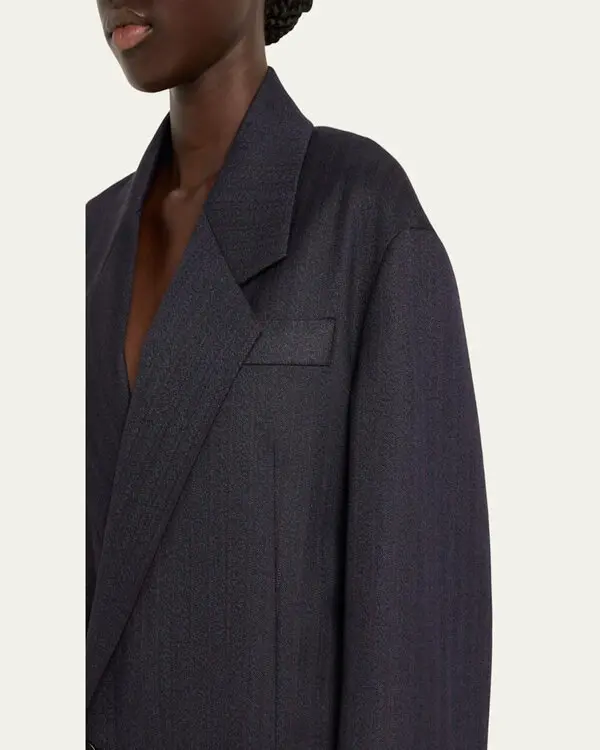 Bottega Veneta Striped Wool Double-breasted Jacket - Blue/black