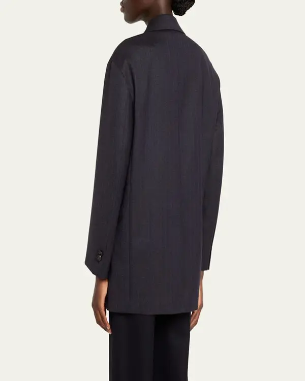 Bottega Veneta Striped Wool Double-breasted Jacket - Blue/black