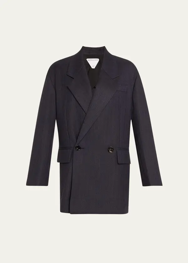 Bottega Veneta Striped Wool Double-breasted Jacket - Blue/black