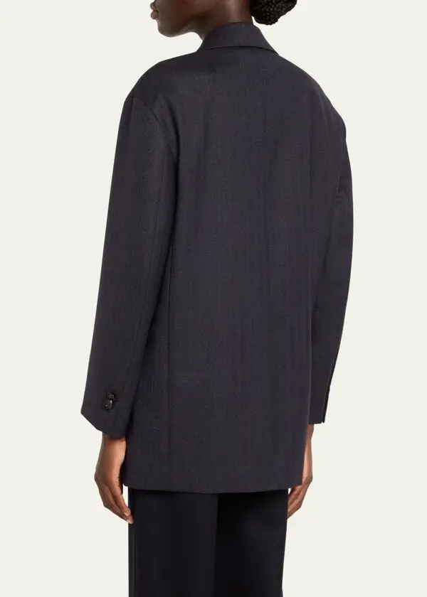 Bottega Veneta Striped Wool Double-breasted Jacket - Blue/black