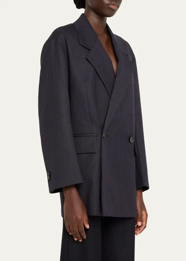 Bottega Veneta Striped Wool Double-breasted Jacket - Blue/black
