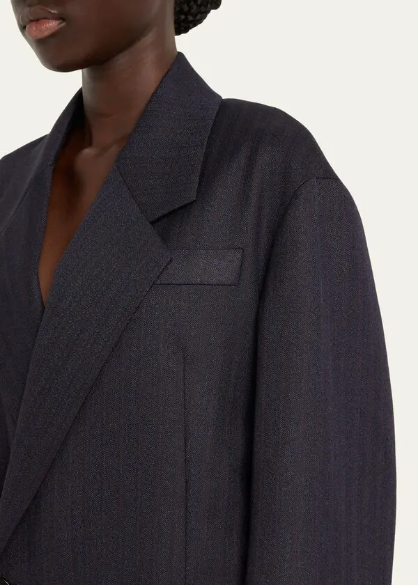 Bottega Veneta Striped Wool Double-breasted Jacket - Blue/black