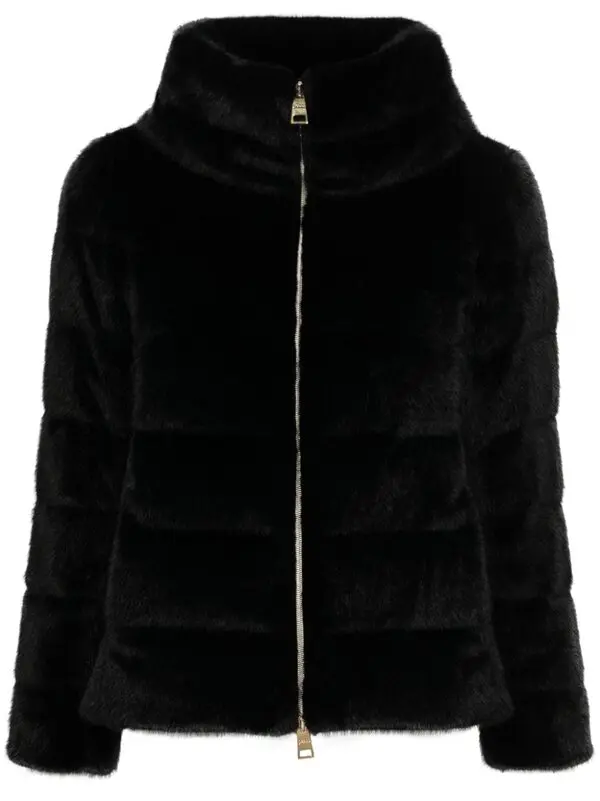Herno Faux-fur Zipped Jacket - Black
