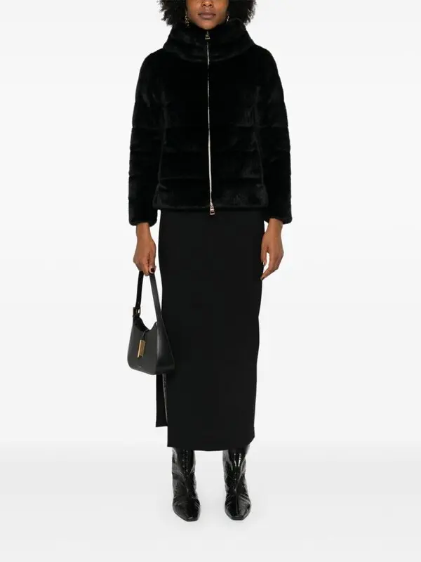 Herno Faux-fur Zipped Jacket - Black