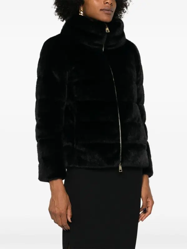 Herno Faux-fur Zipped Jacket - Black