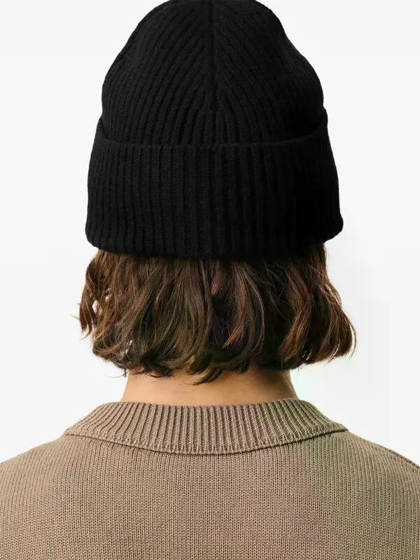 AMI Paris De Coeur Patch Wool Beanie - Black