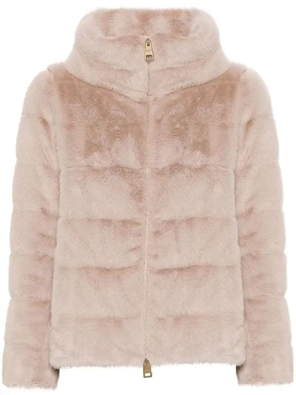 Herno Faux-fur Zipped Jacket - Neutrals