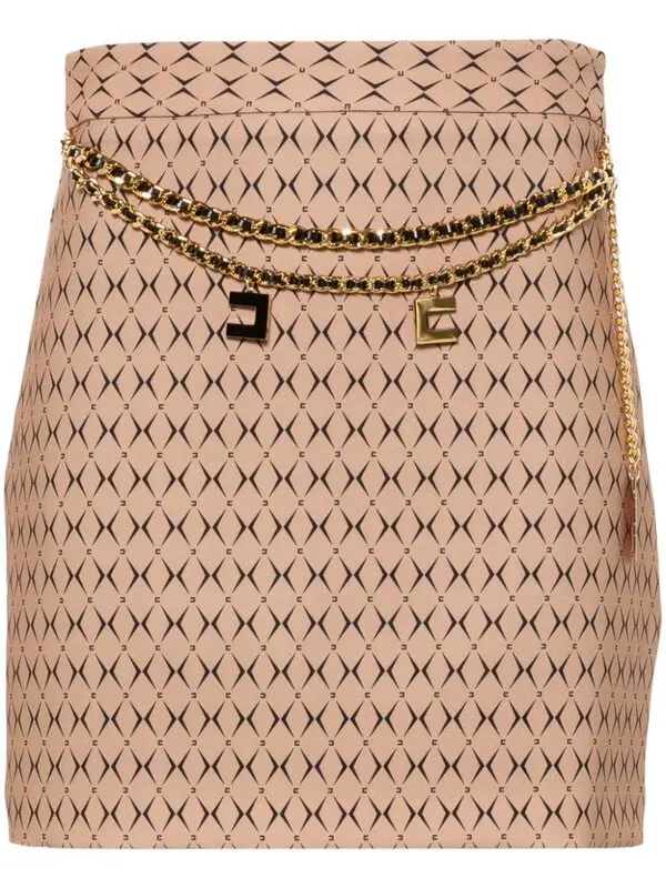Elisabetta Franchi Geometric-print Mini Skirt - Brown